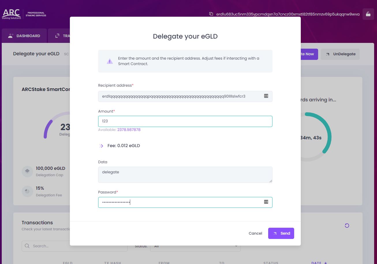 How to delegate by using the ARC Stake Wallet - ARC Staking