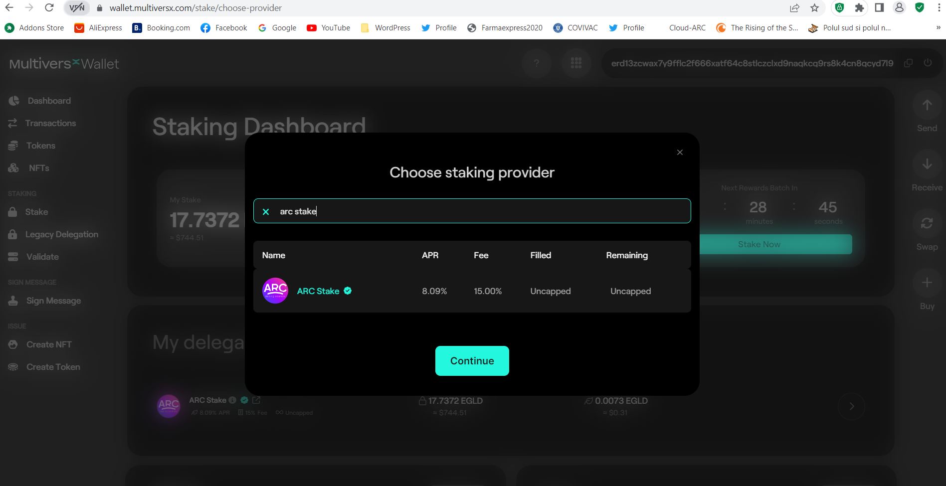 How to delegate by using the MultiversX Web Wallet - ARC Staking